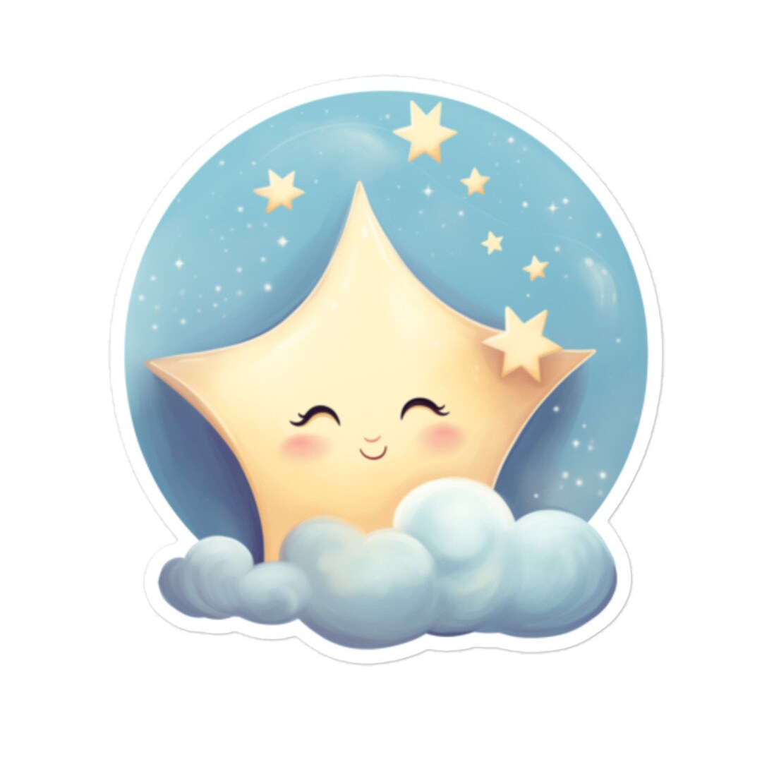 Cute Star on a Cloud Vinyl Sticker - Etsy