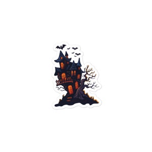 Halloween Haunted House Vinyl Sticker – Spooky Decor for Laptops ...