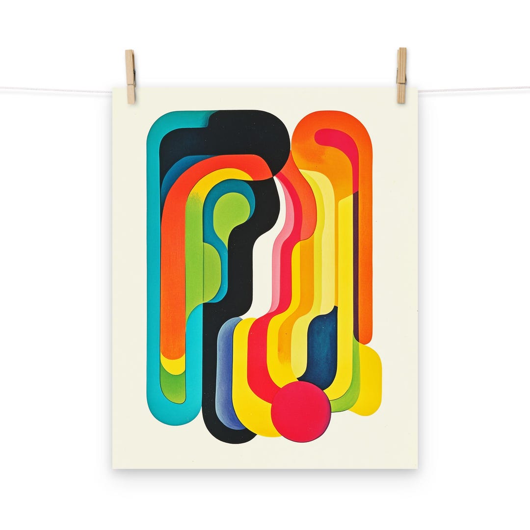 Retro Colorful Abstract Poster – Midcentury Modern Vintage Art Print ...