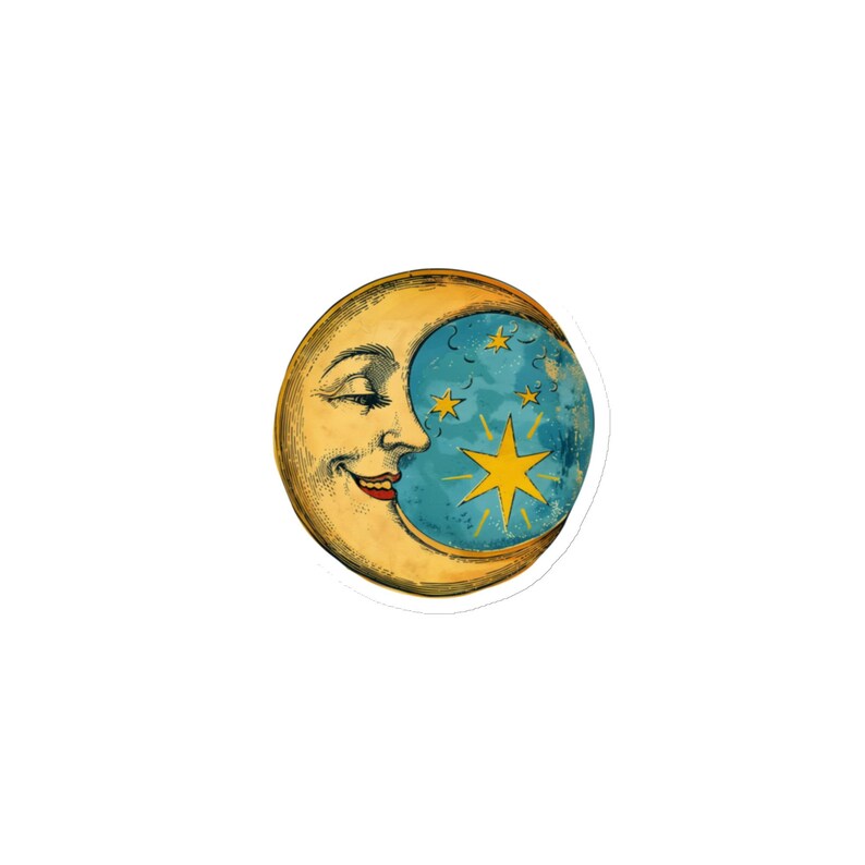 Vintage Moon and Stars Magnet - Retro Crescent Moon Celestial Magnet ...