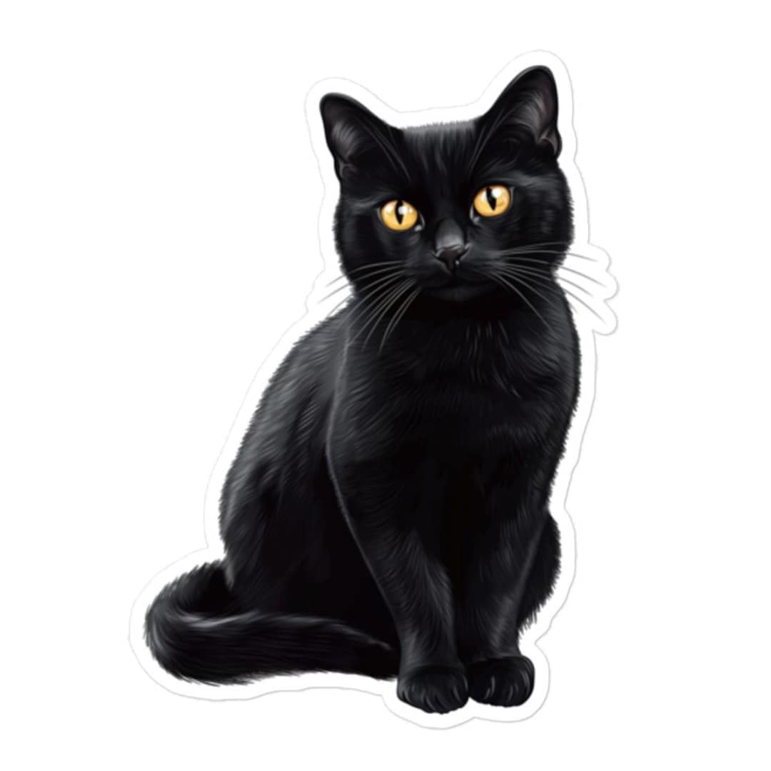 Black Cat Vinyl Sticker – Feline Decal for Laptops, Water Bottles ...