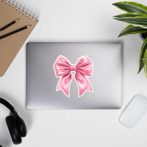 Pink Bow Vinyl Sticker - Bow Decal for Scrapbooks, Gifts, Laptops ...