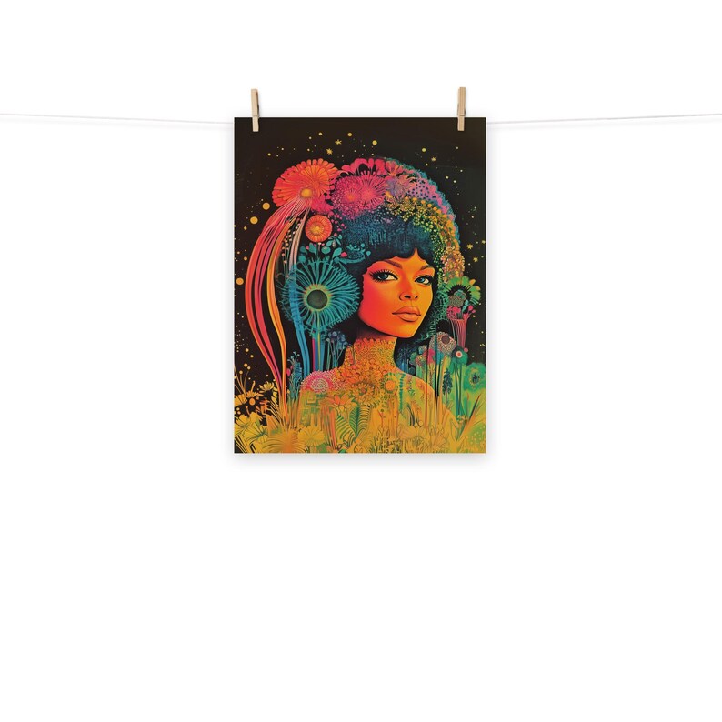 Psychedelic Cosmic Goddess Poster – Vintage Futuristic Celestial Art ...