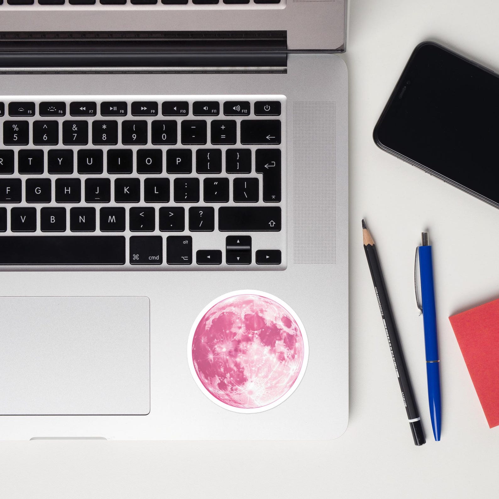 Pink Moon Vinyl Sticker - Celestial Lunar Decal for Laptops, Scrapbooks ...