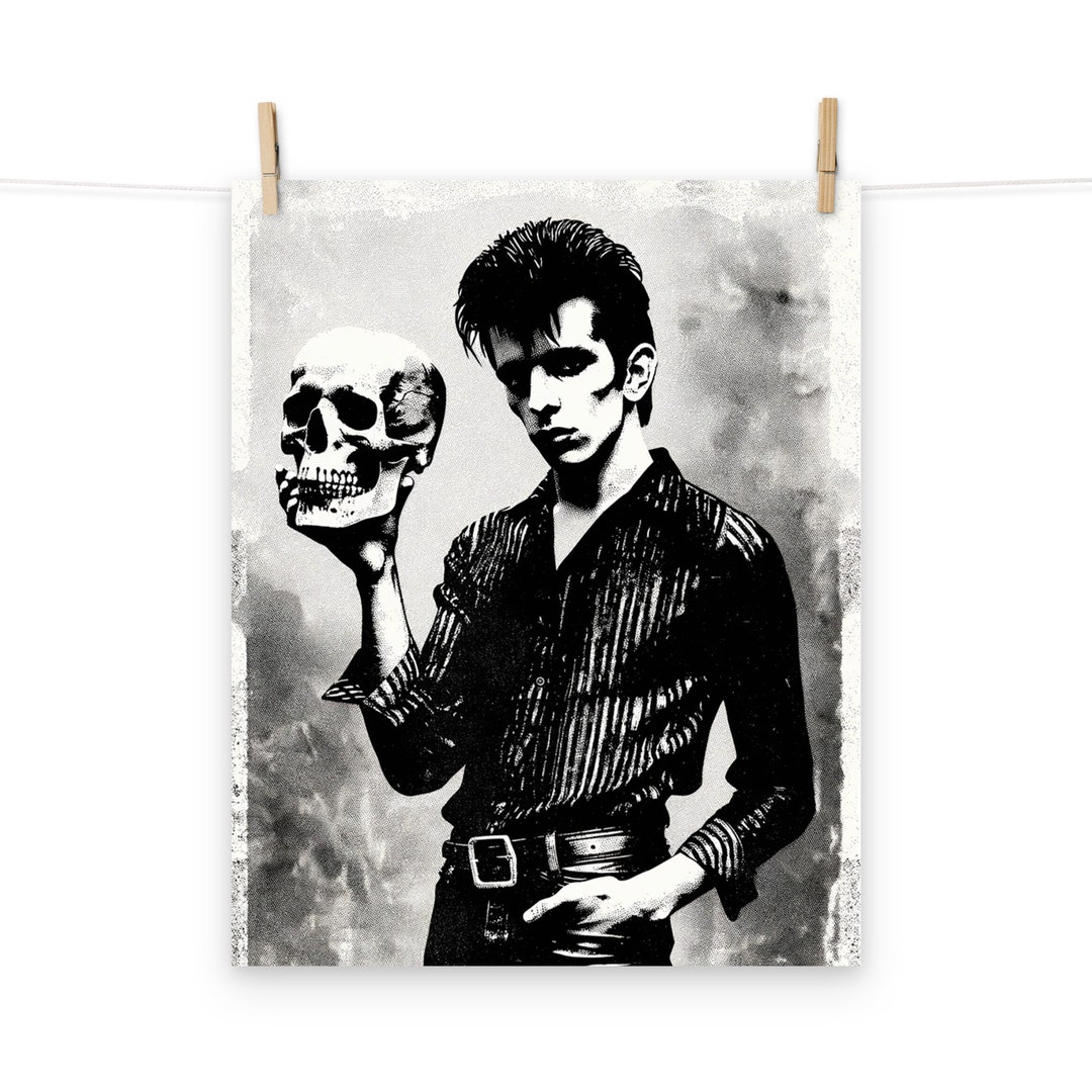 Goth Punk Rock Man Skull Black and White Poster - Etsy