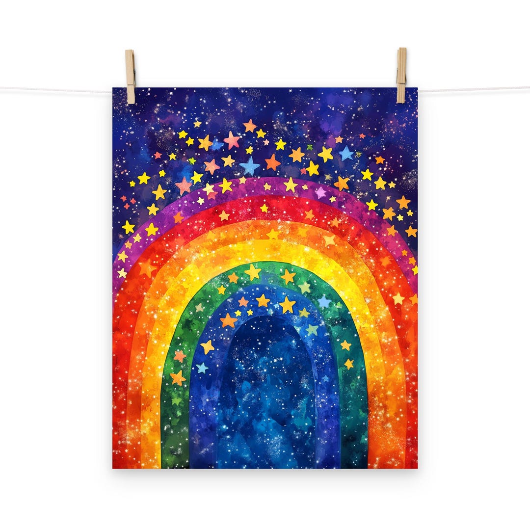 Colorful Rainbow and Stars Poster – Celestial Wall Art for Home Decor ...