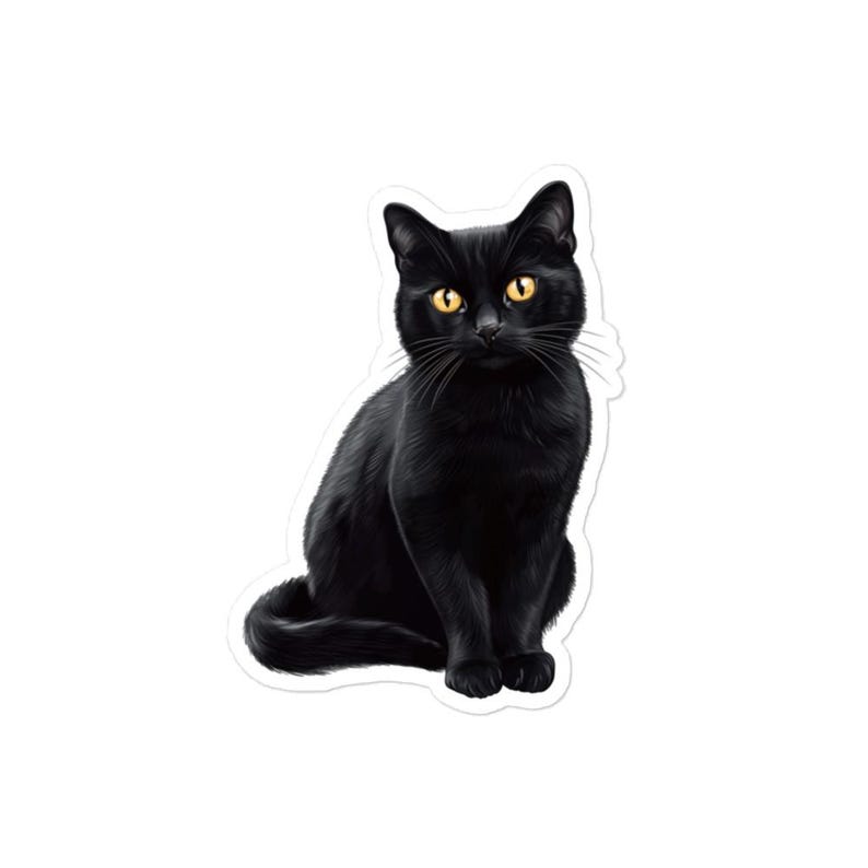 Black Cat Vinyl Sticker – Feline Decal for Laptops, Water Bottles ...