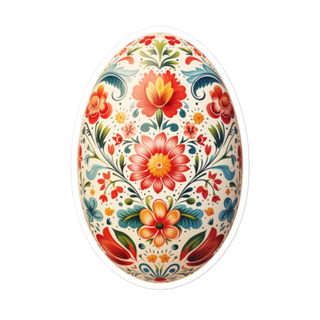 Colorful Vintage Easter Egg Vinyl Sticker - Etsy