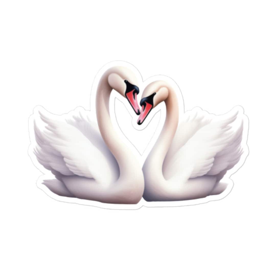 Elegant White Swan Pair Vinyl Sticker – Graceful Decor for Laptops ...