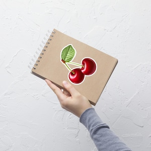 Cute Cherry Vinyl Sticker – Retro Fruit Decal for Laptops, Water ...