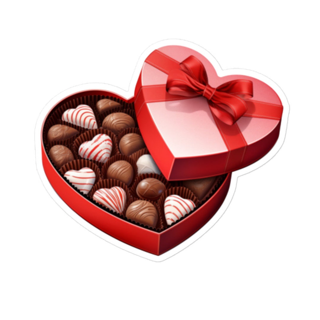 Valentine's Day Heart Shaped Box of Chocolates Vinyl Sticker - Etsy