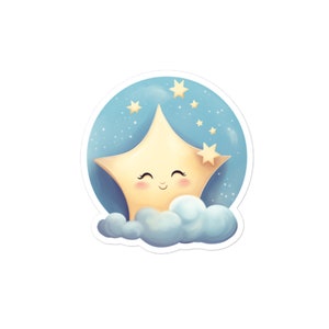 Cute Star on a Cloud Vinyl Sticker - Etsy