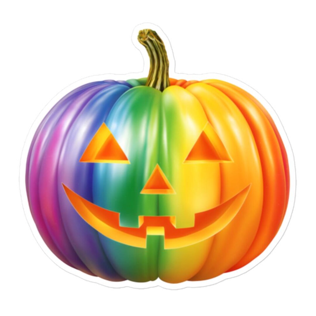 Rainbow Jack-o’-lantern Pumpkin Vinyl Sticker – Pride Halloween Decal ...