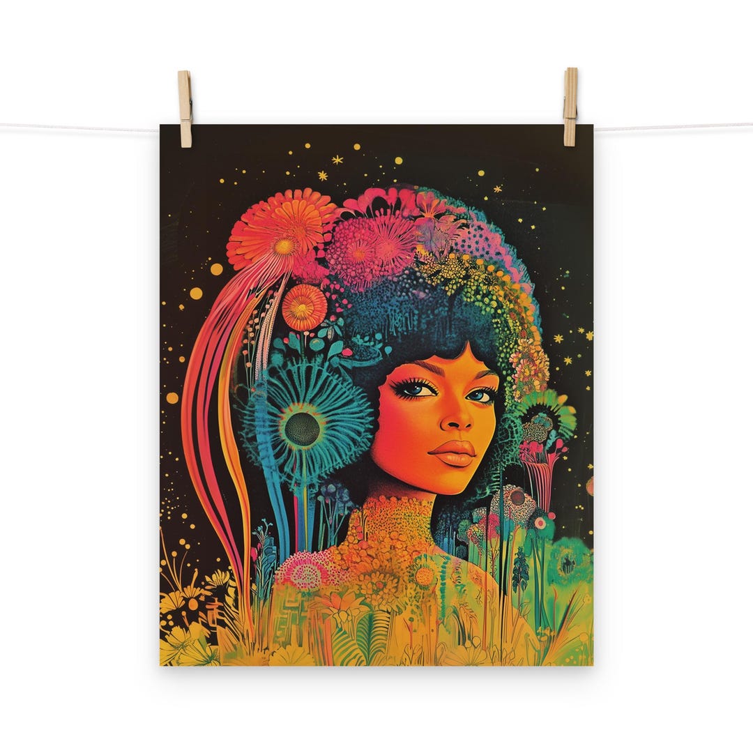 Psychedelic Cosmic Goddess Poster – Vintage Futuristic Celestial Art ...