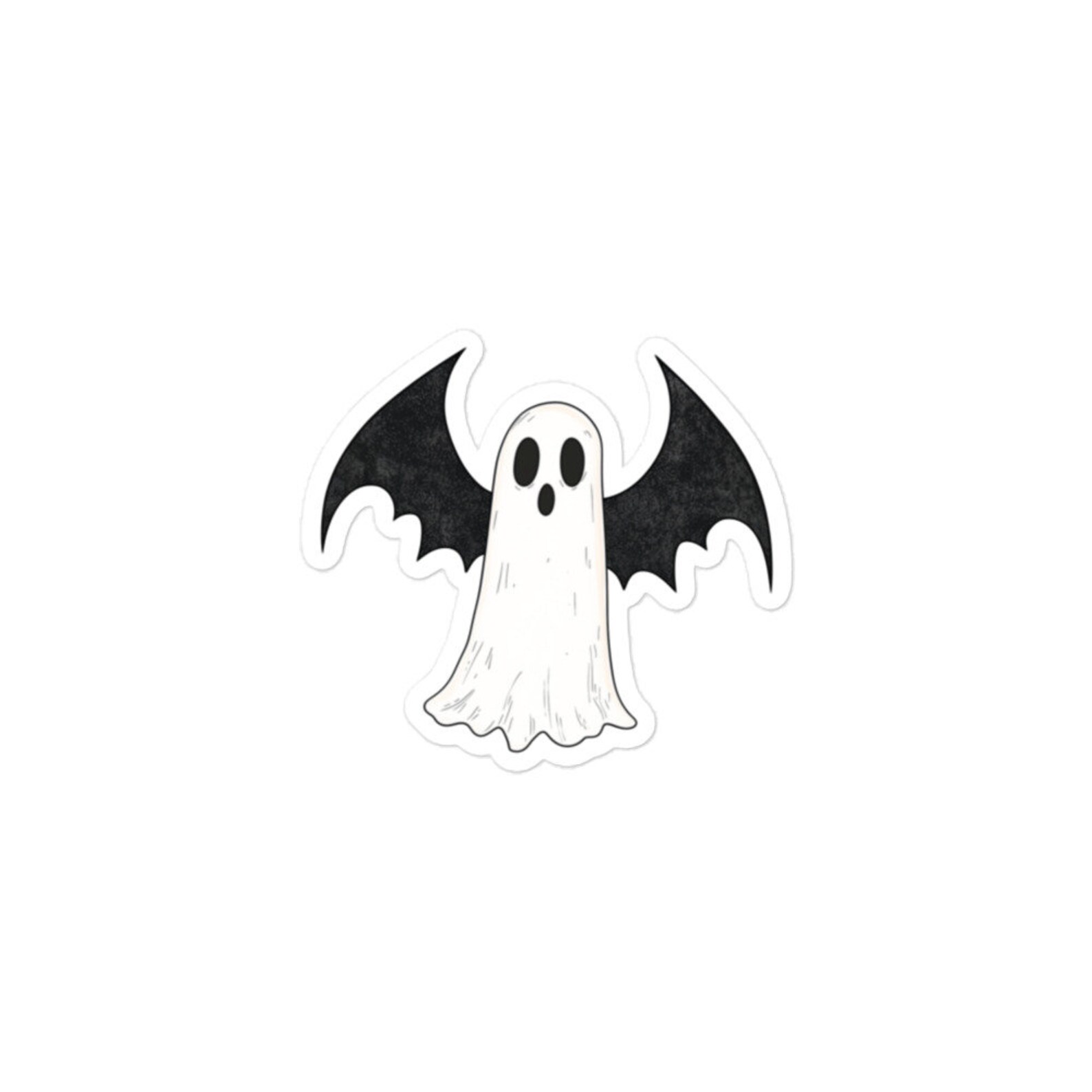 Ghost With Bat Wings Vinyl Sticker - Cute Halloween Decal for Laptops ...