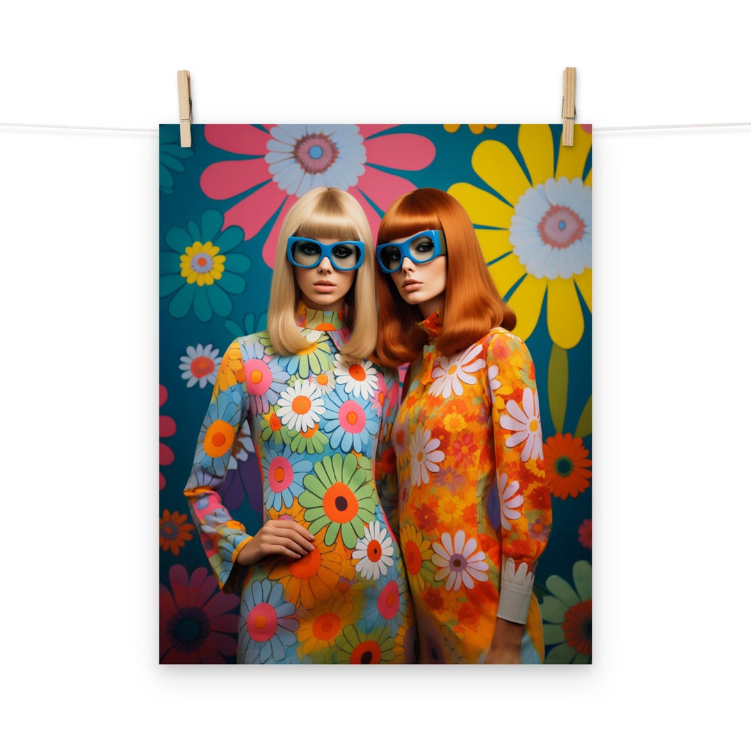 1960s Flower Power Mod Hippie Girls Poster - Etsy