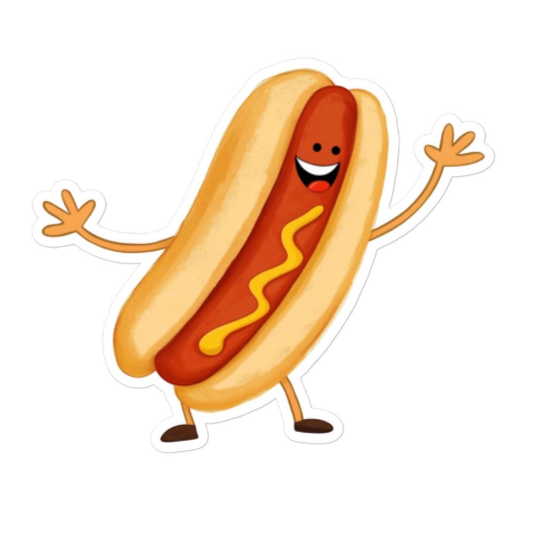 Happy Hot Dog Vinyl Sticker – Cute Funny Kawaii Food Decal With Mustard ...