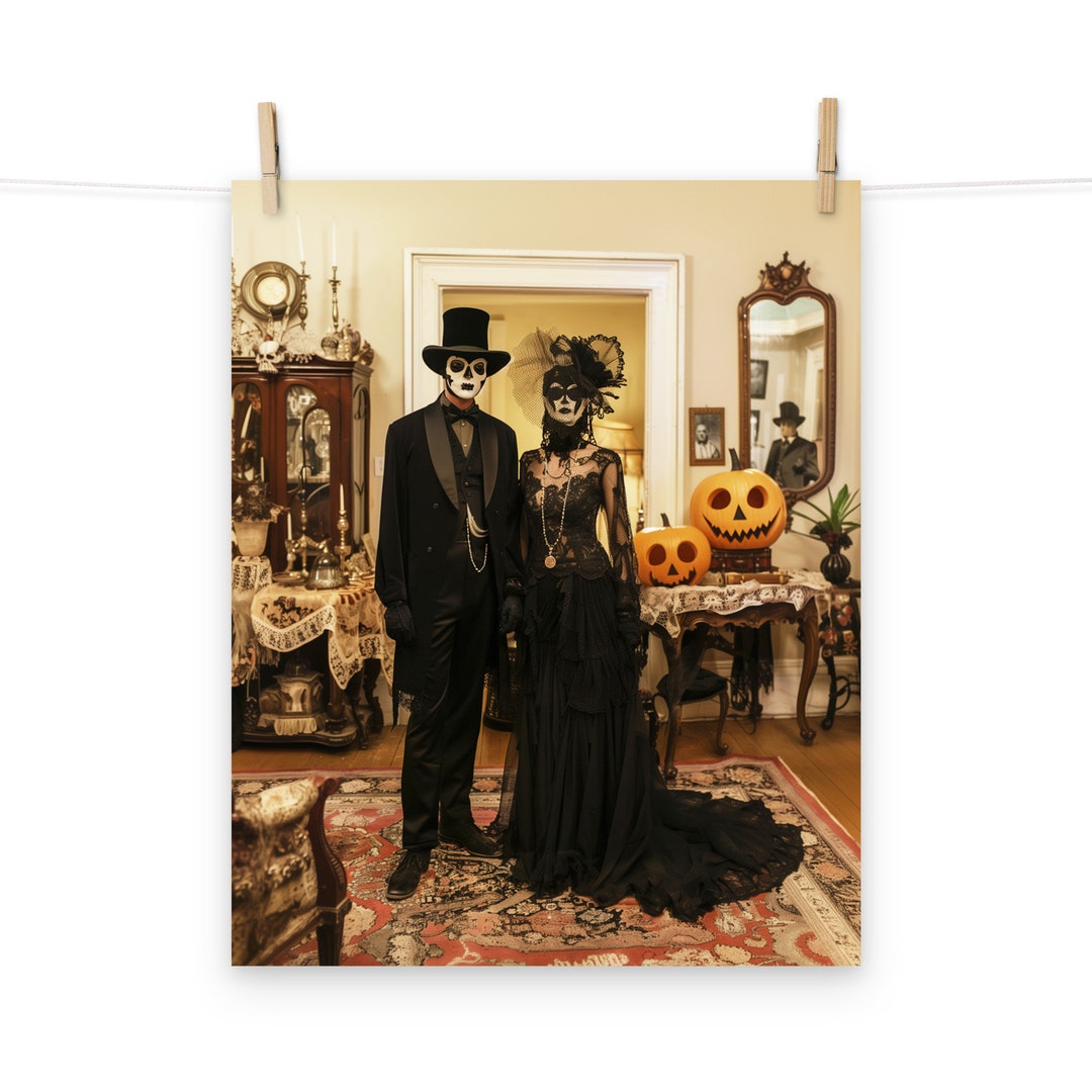 Elegant Gothic Halloween Couple Poster - Spooky Season Wall Art for ...