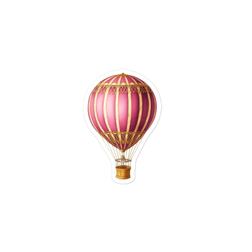 Vintage Pink Hot Air Balloon Vinyl Sticker - Retro Decal for Laptops ...