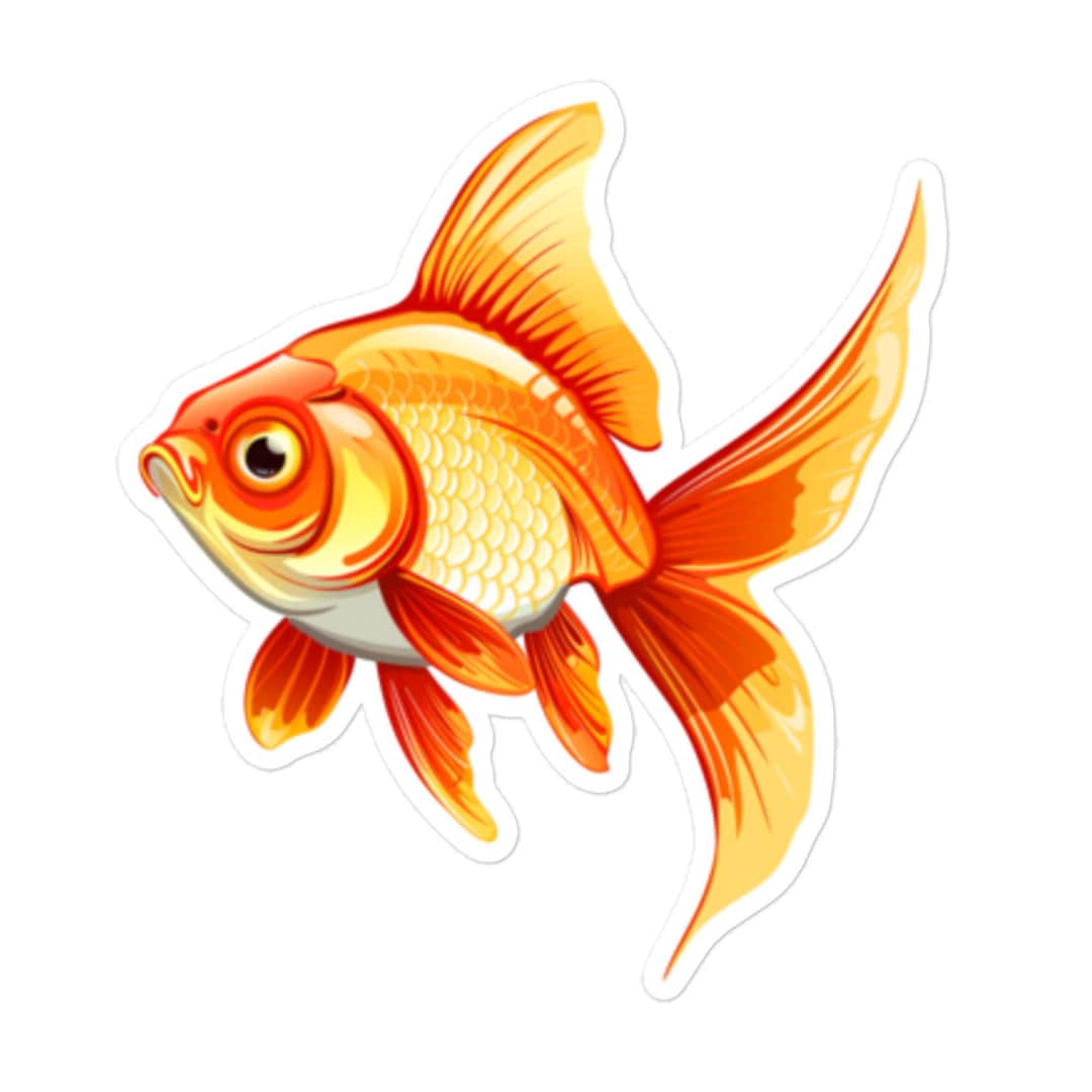 Cute Orange Goldfish Vinyl Sticker - Fish Decal for Water Bottles ...