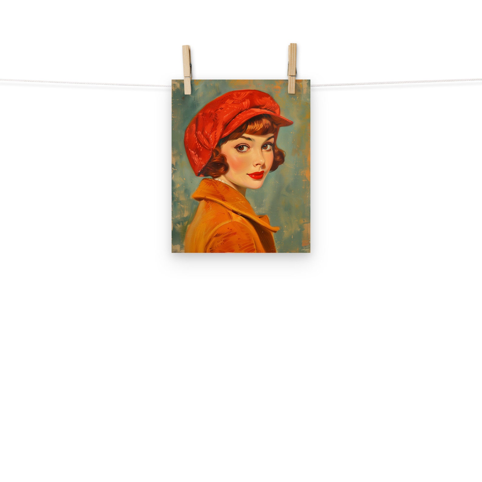 Vintage Woman With Beret Poster - Portrait Wall Art for Retro Style and ...