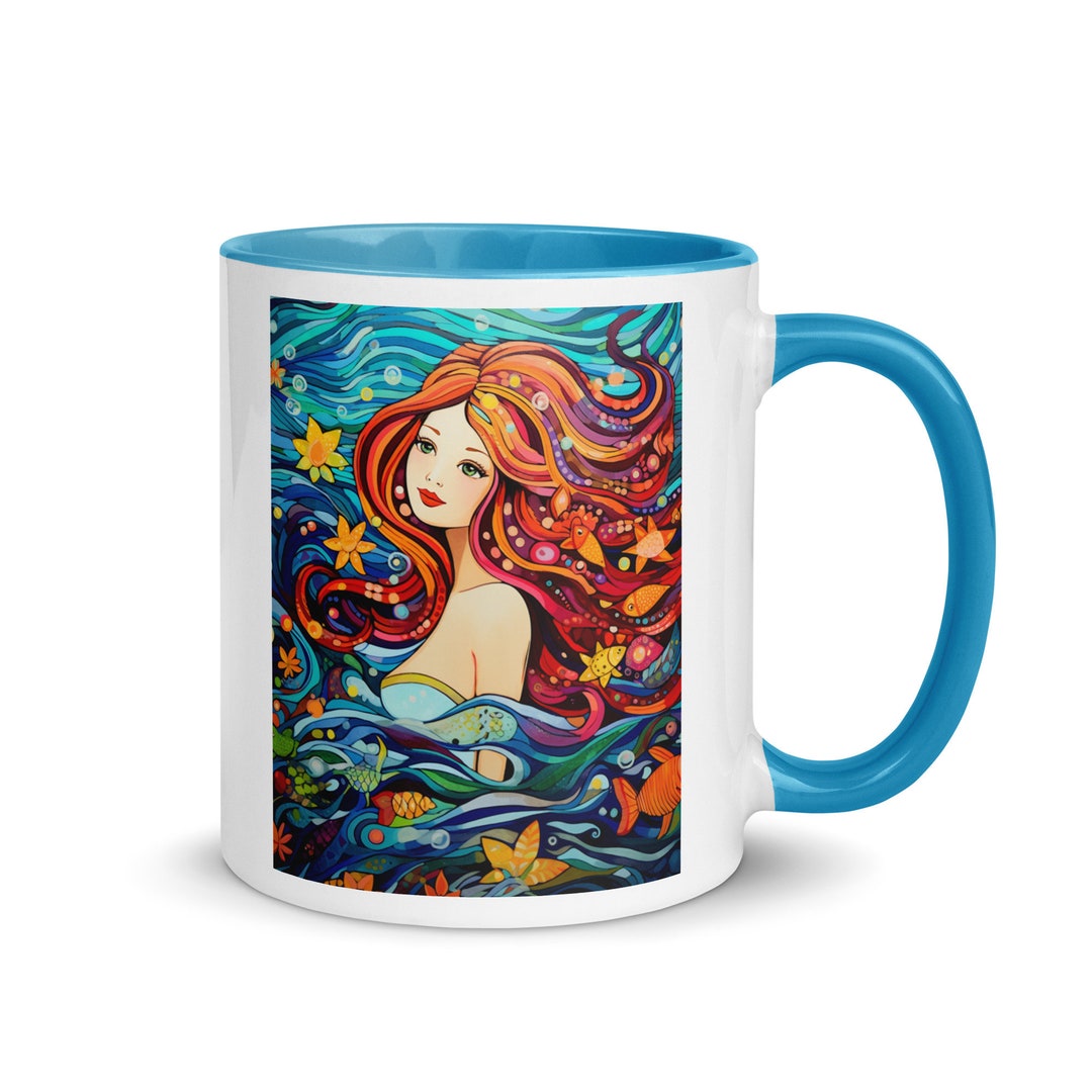 Nautical Mermaid Mug - Colorful Ocean Fantasy Coffee Cup With Artistic ...