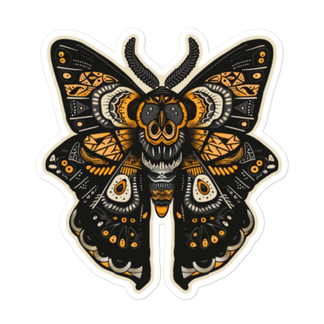 Art Nouveau Death's Head Moth Vinyl Sticker - Gothic Butterfly Decal ...