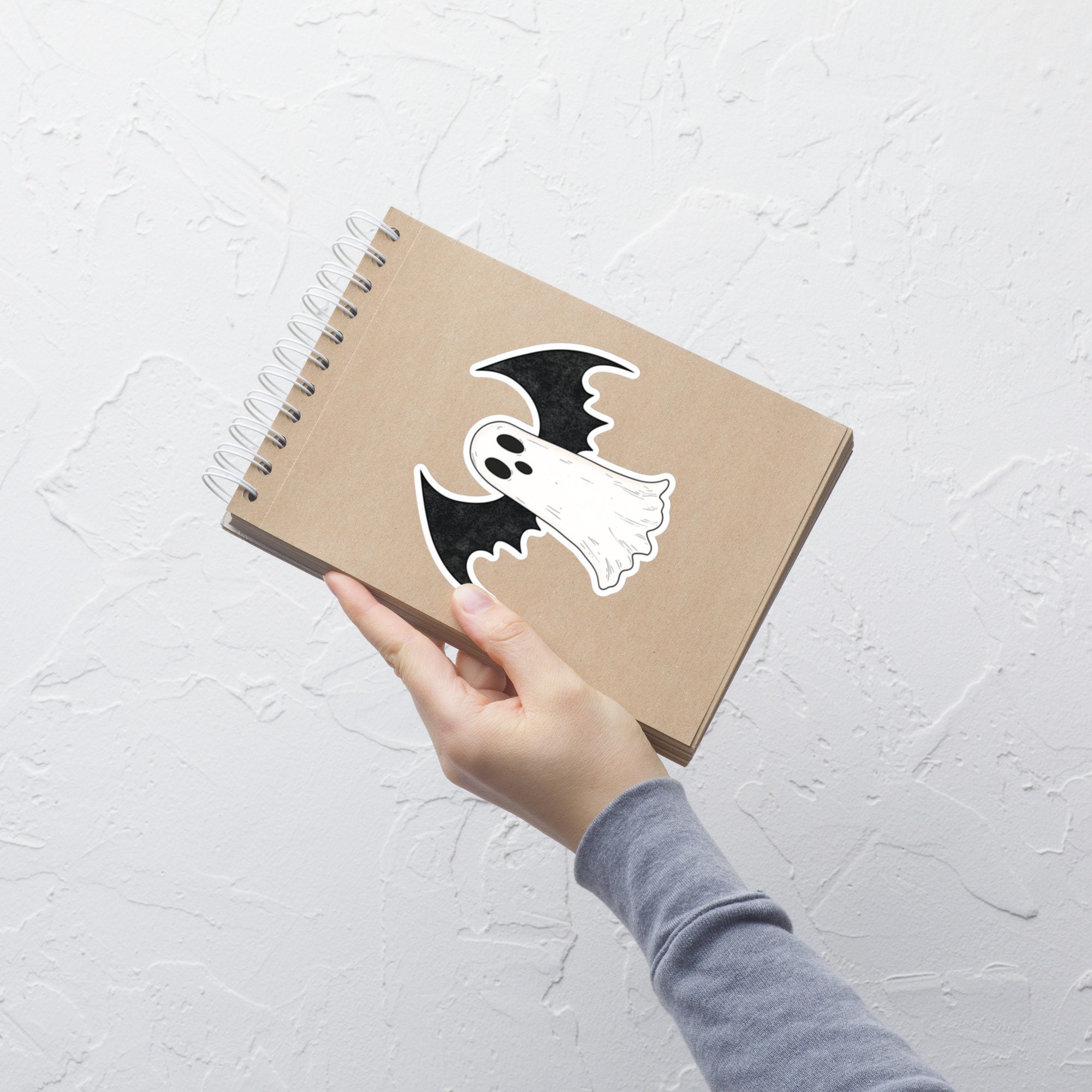 Ghost With Bat Wings Vinyl Sticker - Cute Halloween Decal for Laptops ...