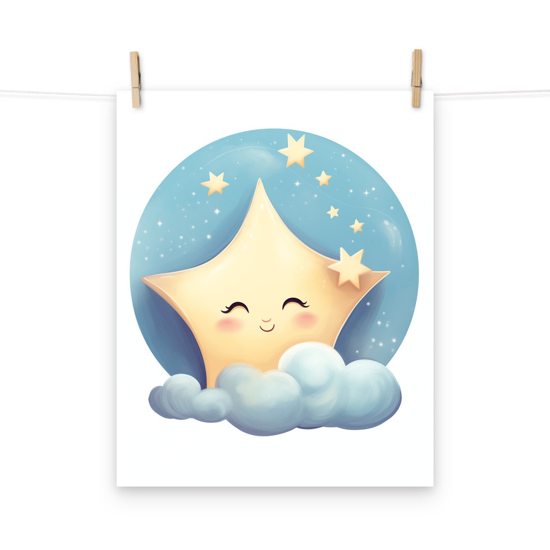 Cute Stars and Clouds Poster - Etsy