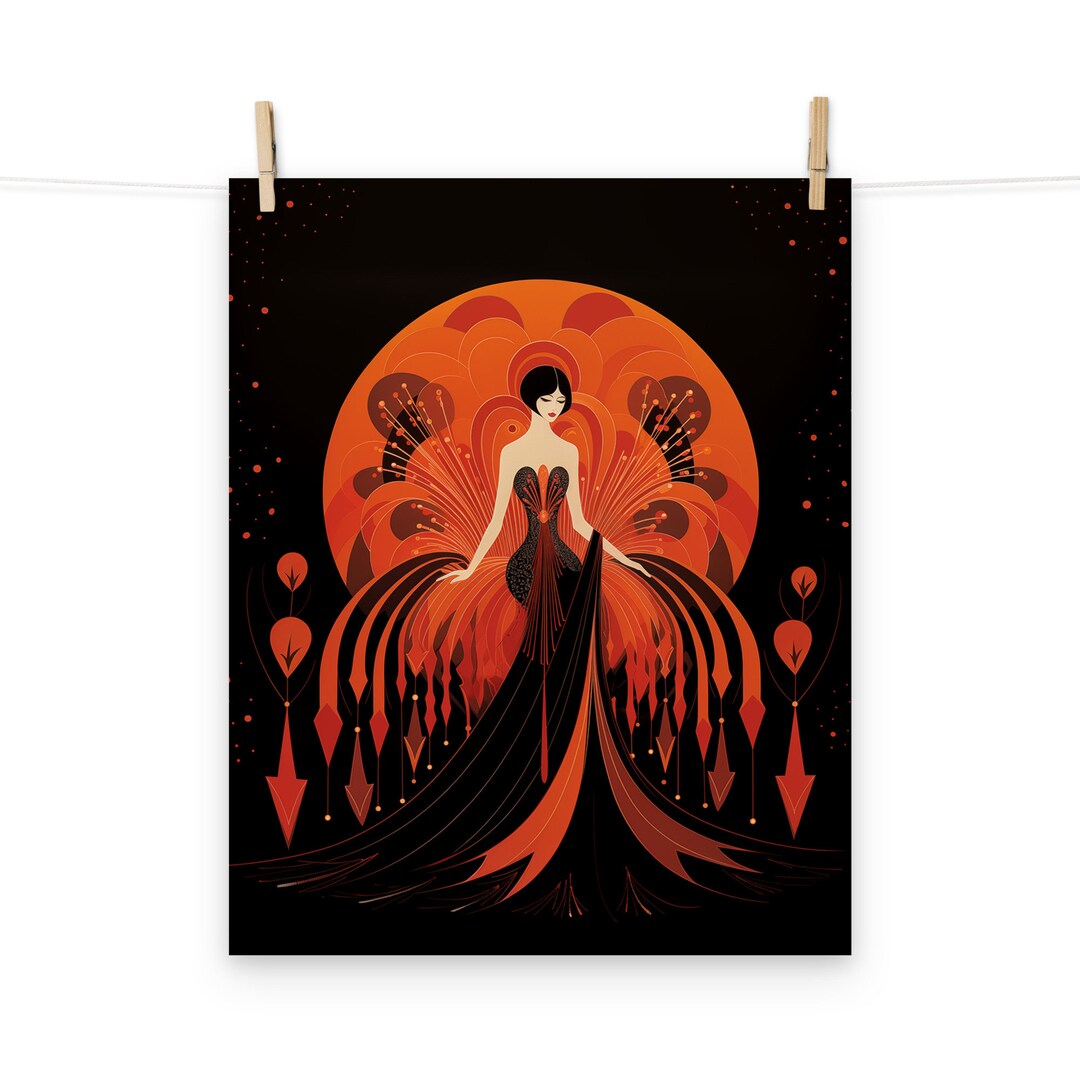 Art Deco Red Lady 1920s Art Poster - Etsy