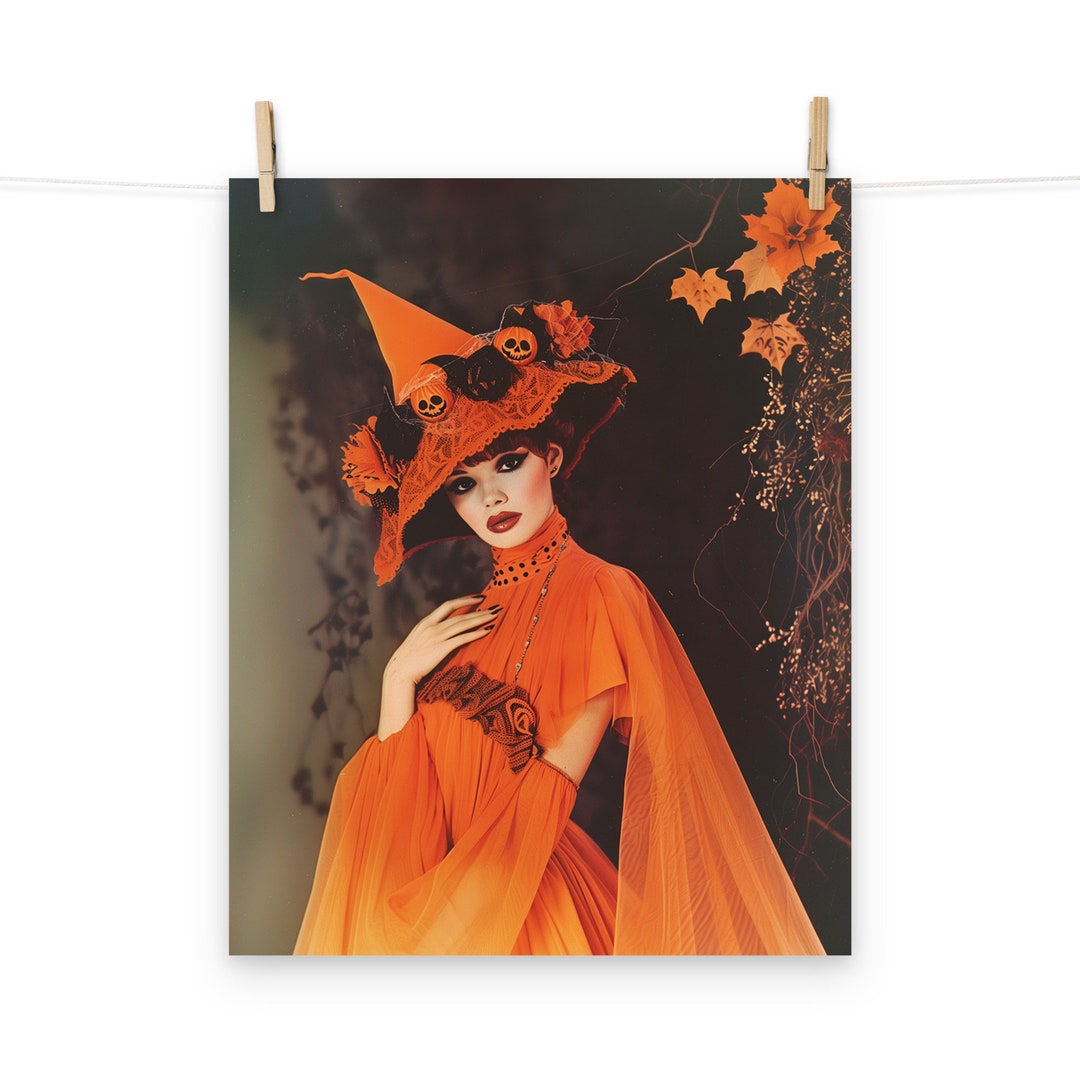 Vintage Halloween Witch Portrait Poster - Retro Fall Wall Art for ...