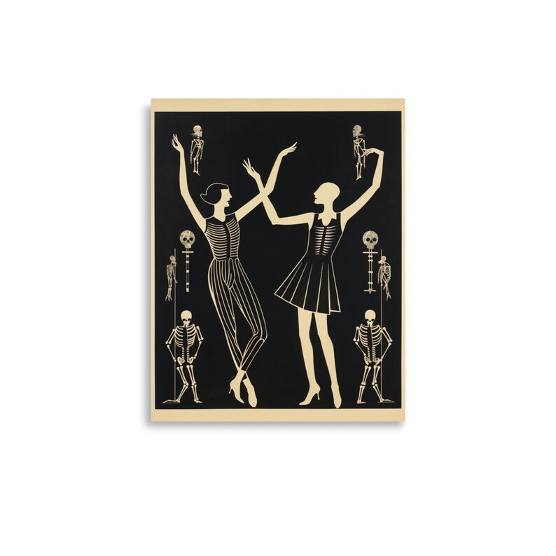 1920s Art Deco Dancing Ladies Skeleton Poster - Etsy