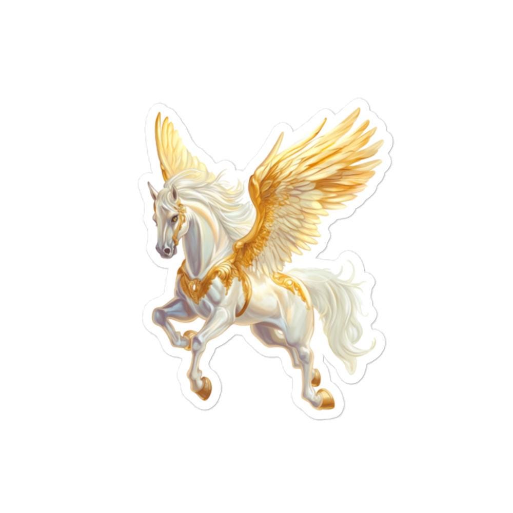 Magical Golden Pegasus Vinyl Sticker – Whimsical Fantasy Horse Decal ...