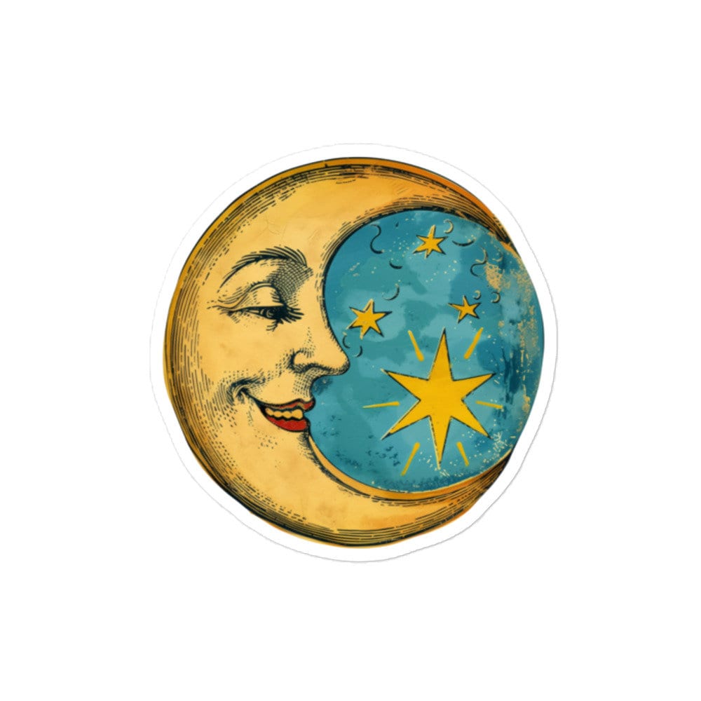 Vintage Moon and Stars Vinyl Sticker Retro Crescent Moon Decal for ...