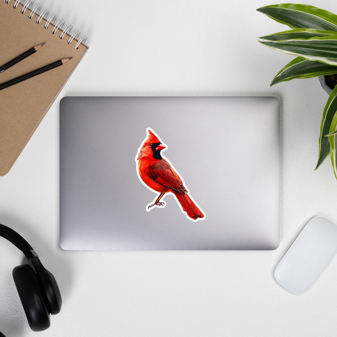 Red Cardinal Bird Vinyl Sticker - Nature-inspired Decal for Laptops ...
