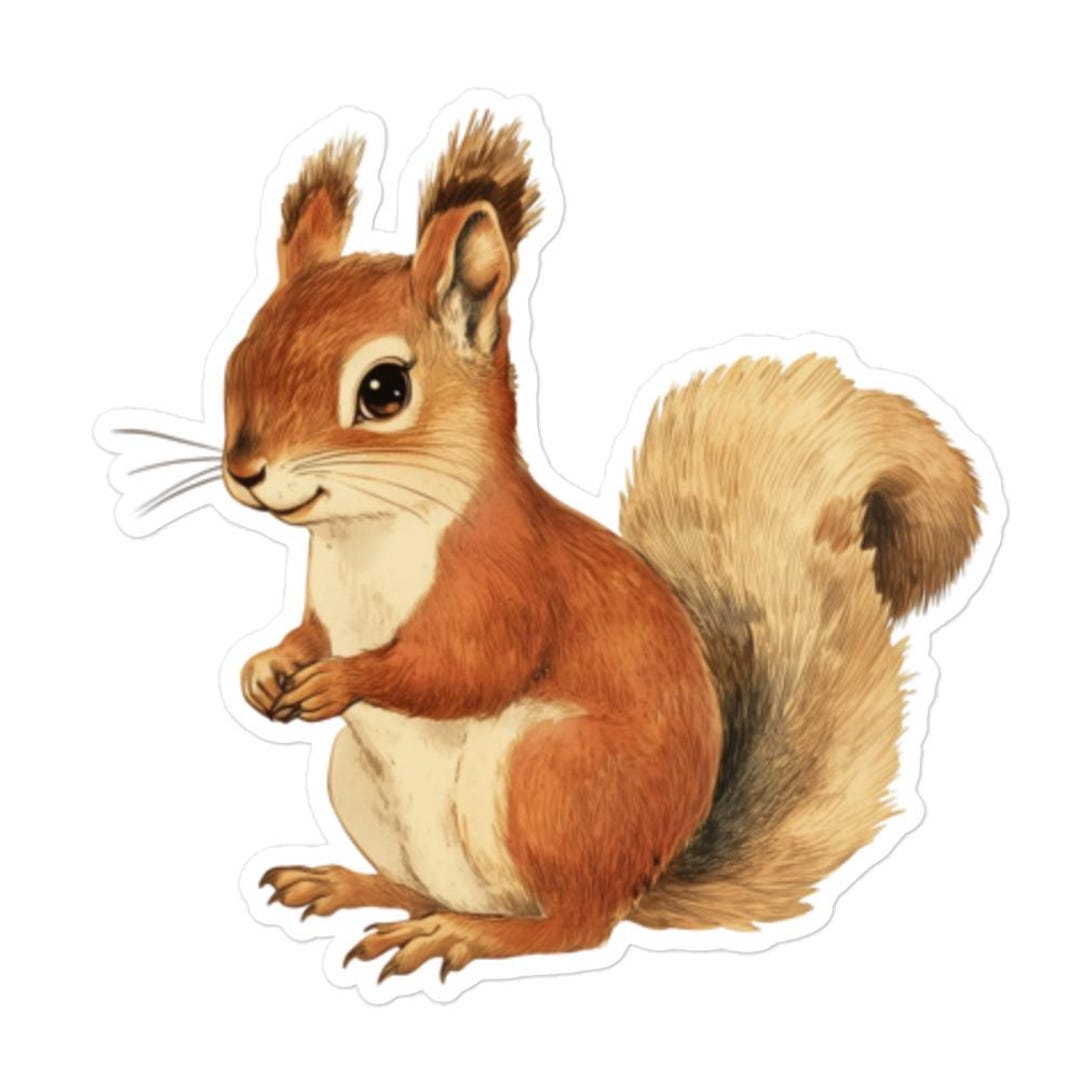 Cute Squirrel Vinyl Sticker – Vintage Forest Animal Decal for Laptops ...