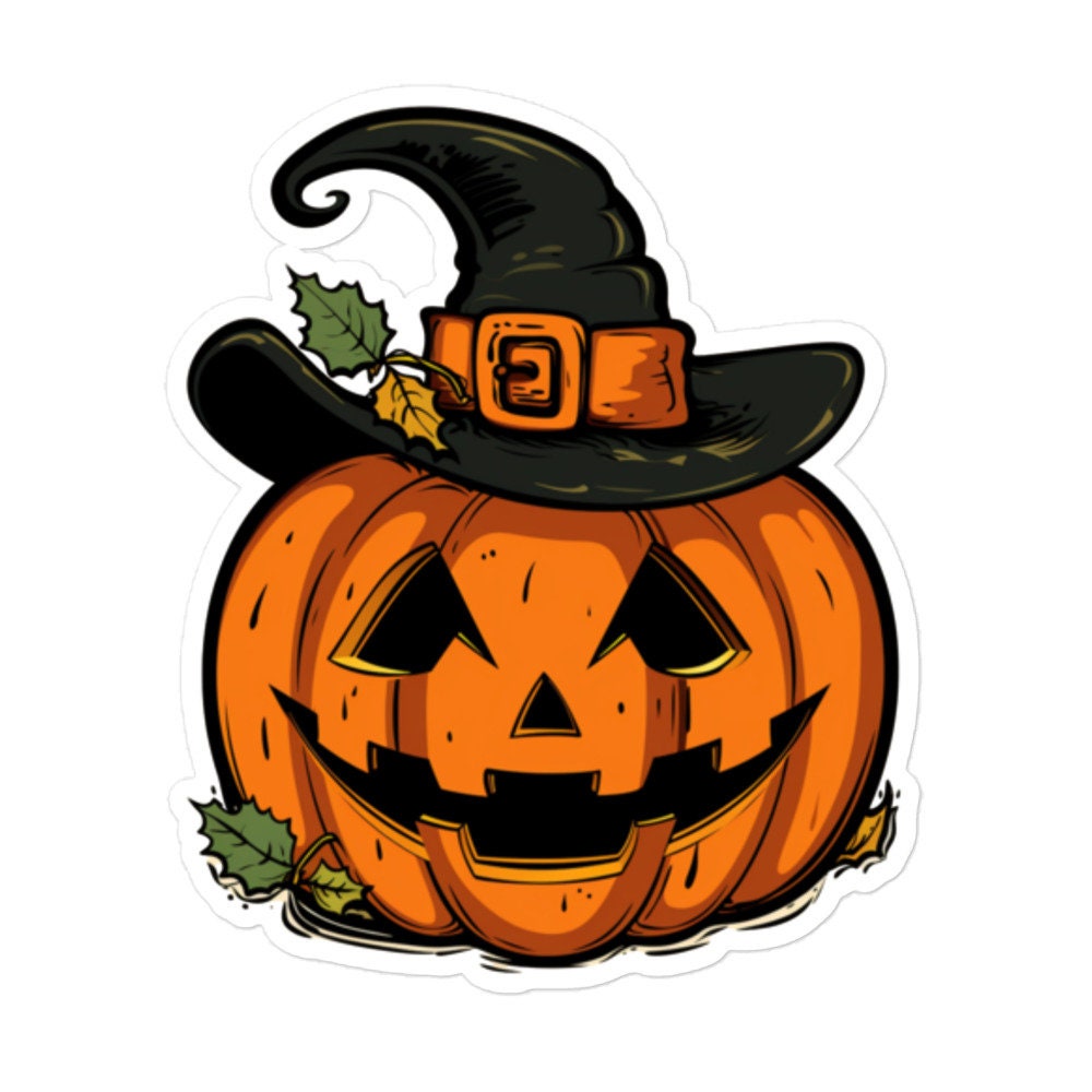 Halloween Jack-o-lantern Witch Sticker - Etsy