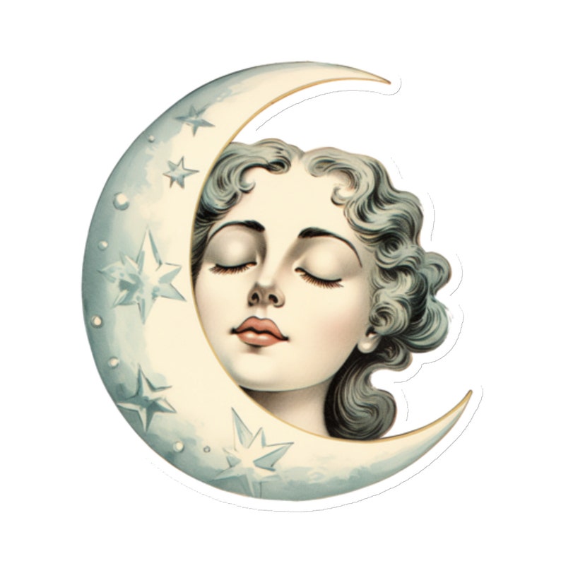 Celestial Crescent Moon Goddess Vinyl Magnet - Lunar Lady Magnet for ...