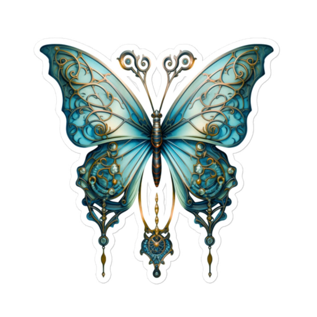 Art Nouveau Jeweled Butterfly Vinyl Sticker - Etsy