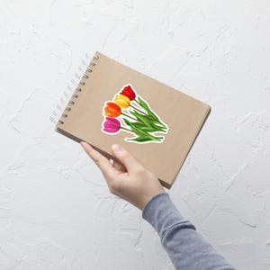 Colorful Tulips Vinyl Sticker – Vibrant Spring Flower Decal for Laptops ...