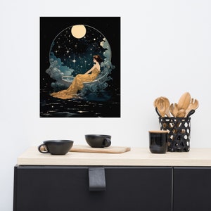 Art Nouveau Celestial Moonlit Bathing Lady Poster - Etsy