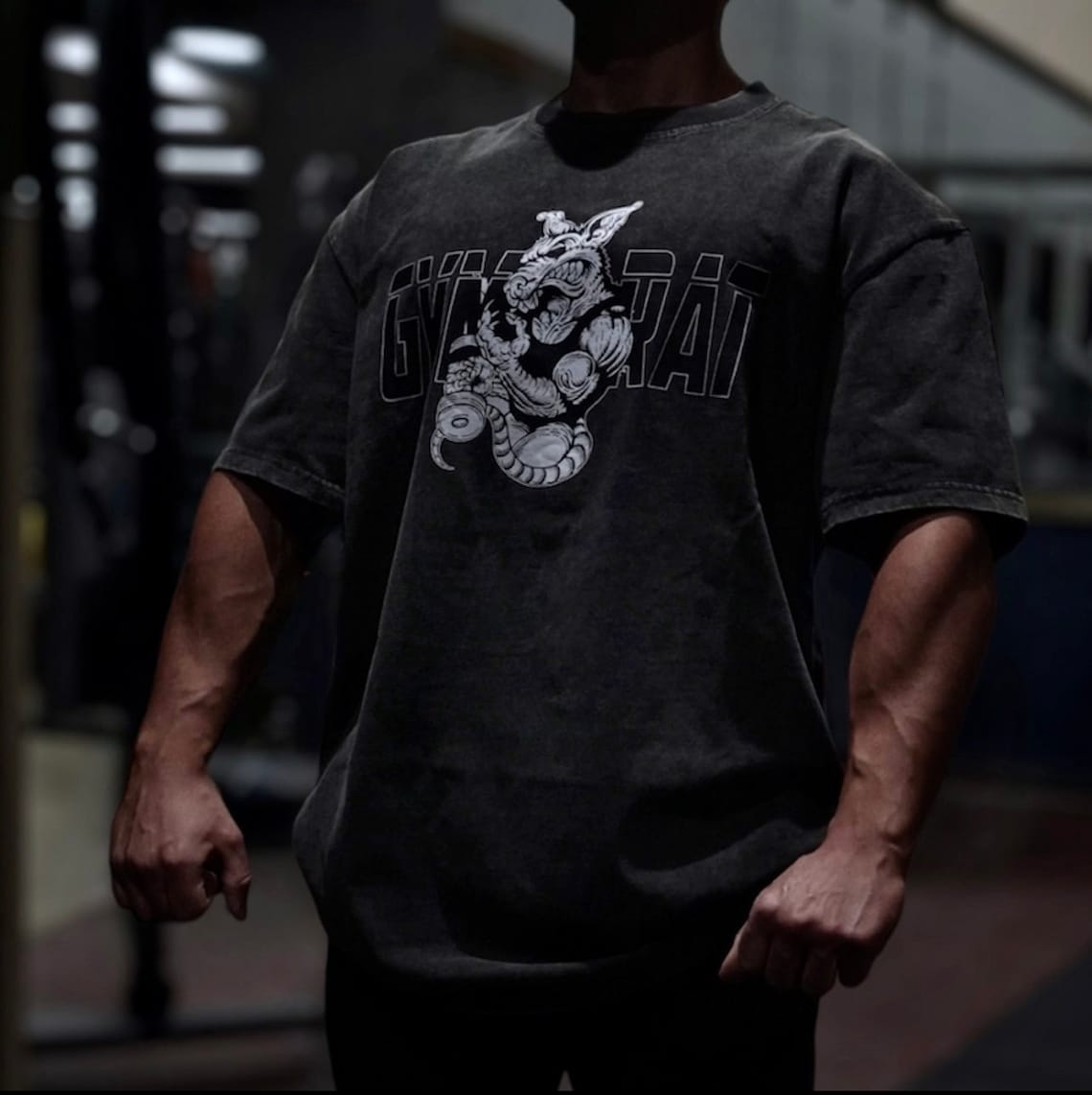 Oversized Gym T-shirt Black Washed Gymrat - Etsy
