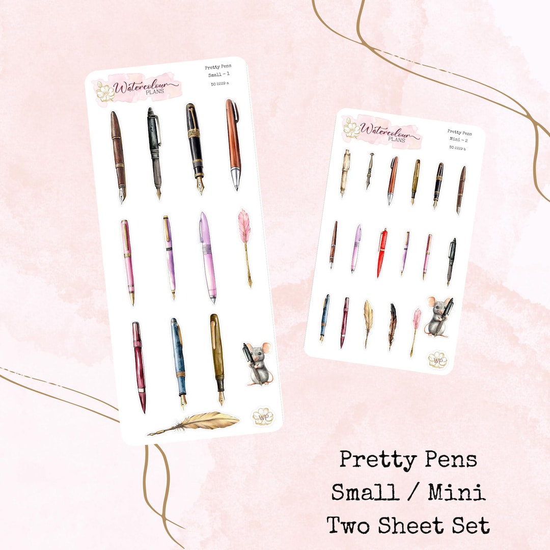 Pretty Pens Stickers – Small & Mini Pen Illustrations, Planner Stickers ...