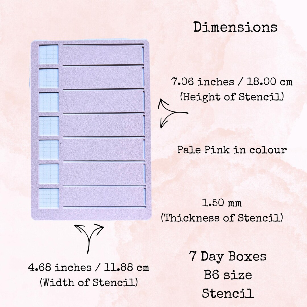 Planner Stencils - 7 Day Boxes - B6 Compatible - Etsy