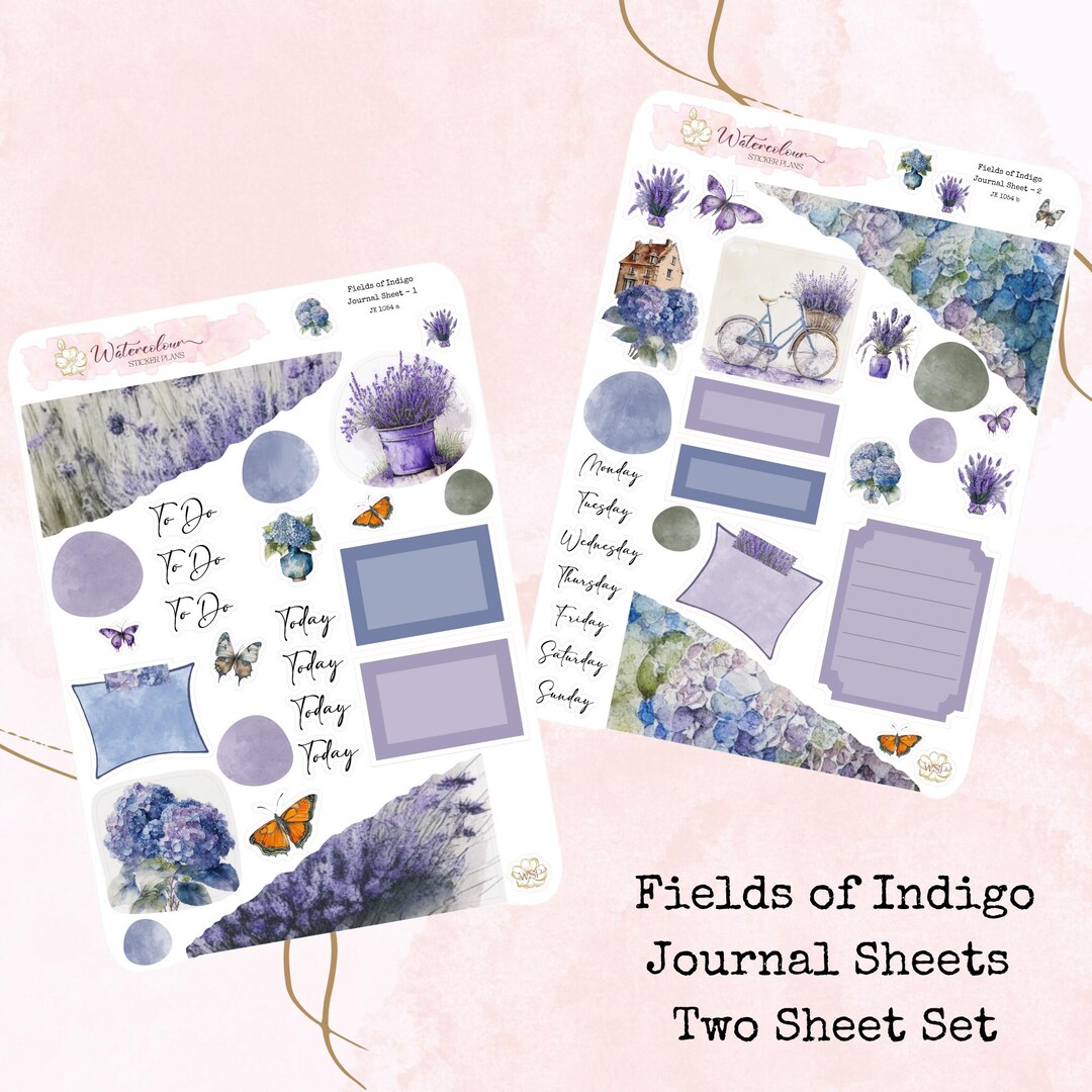 Watercolour Indigo Journaling Stickers: Hydrangea Planner Stickers - Etsy