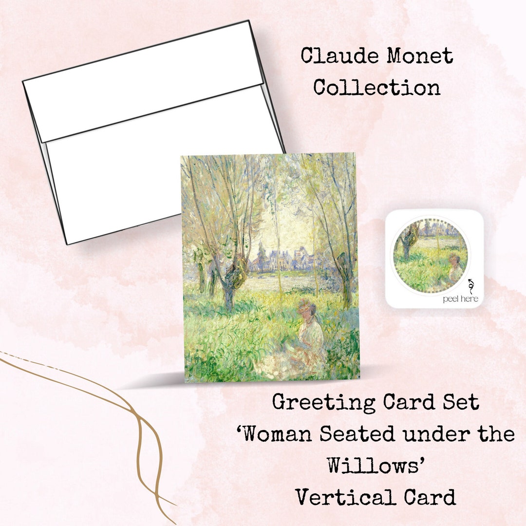 Claude Monet Greeting Card Woman Seated Under the Willows Watercolour ...