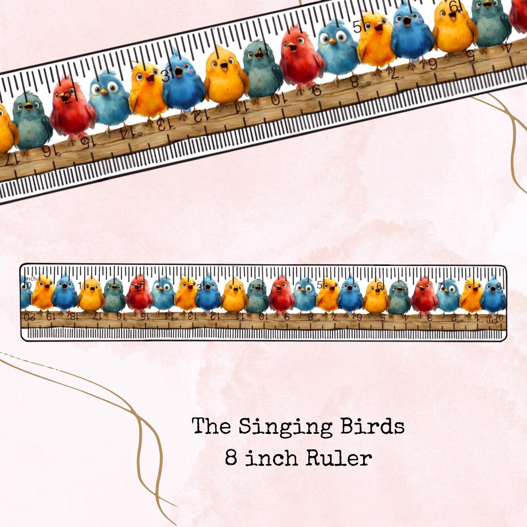 The Singing Birds - 8 Inch Ruler - Watercolour Image - Etsy