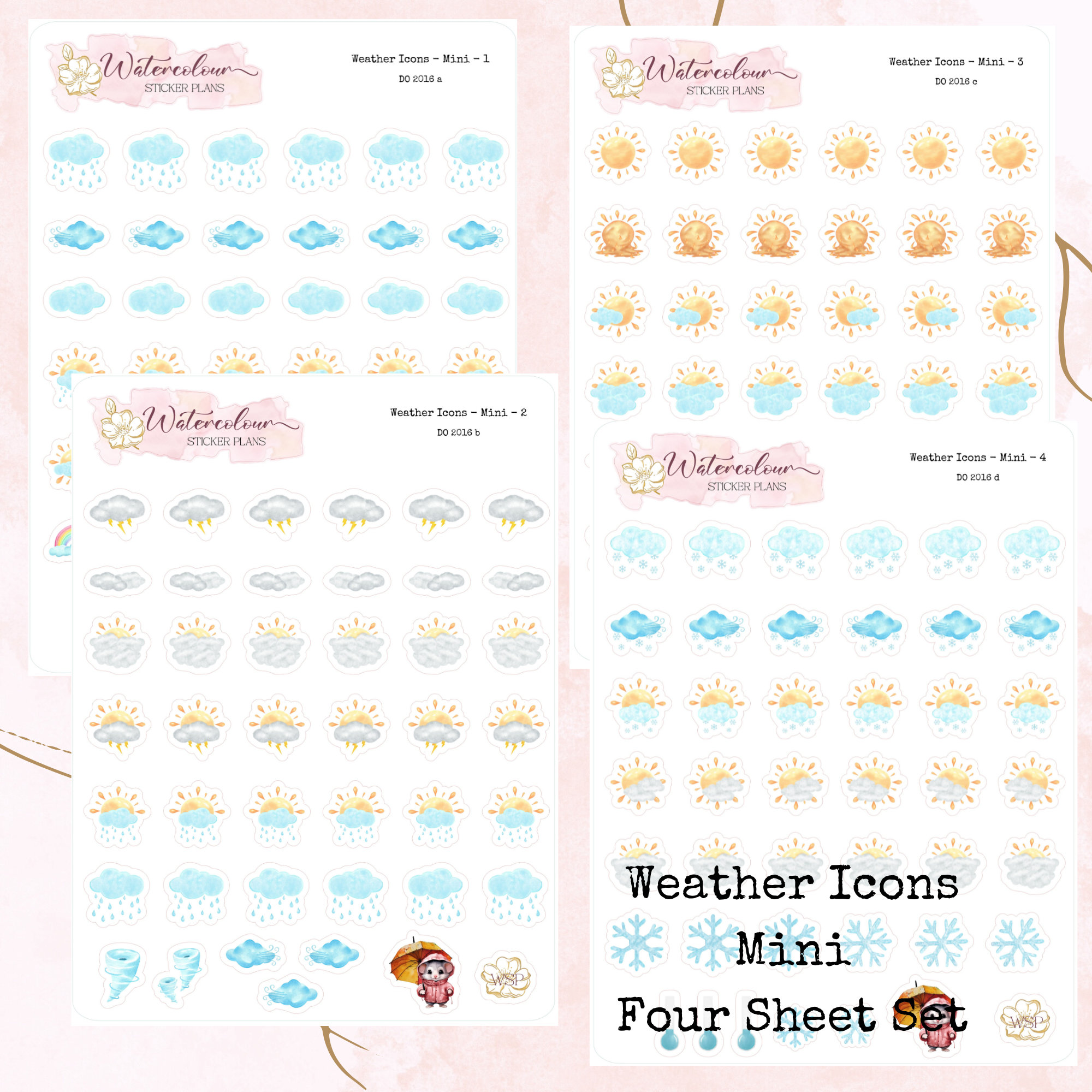 Weather Icons Mini Watercolour Deco Stickers Weather Stickers Sun ...