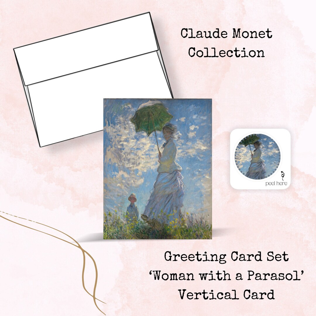 Claude Monet Greeting Card Woman With a Parasol Watercolour Greeting ...