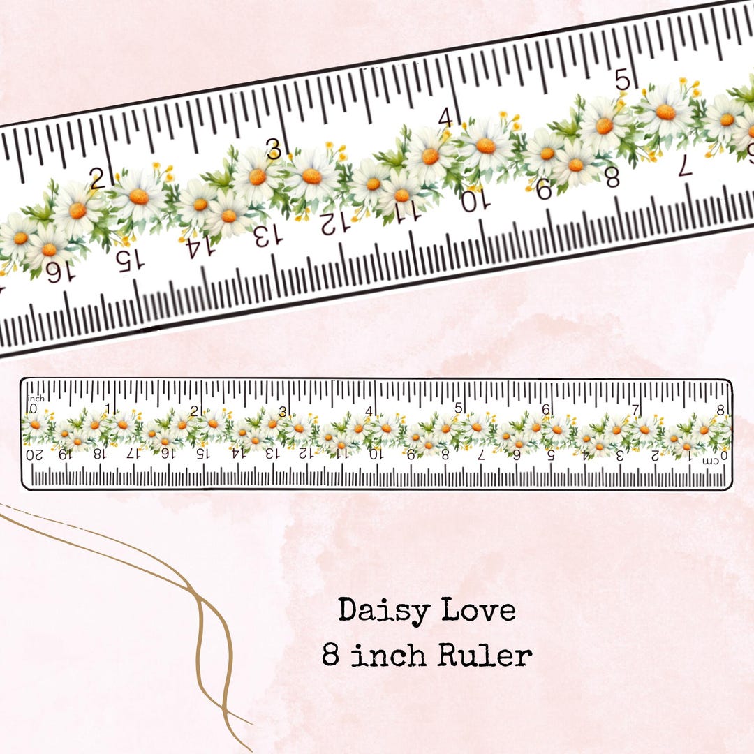 Daisy Love 8 Inch Ruler -rulers With Watercolour Art-8 Inch Ruler-clear ...